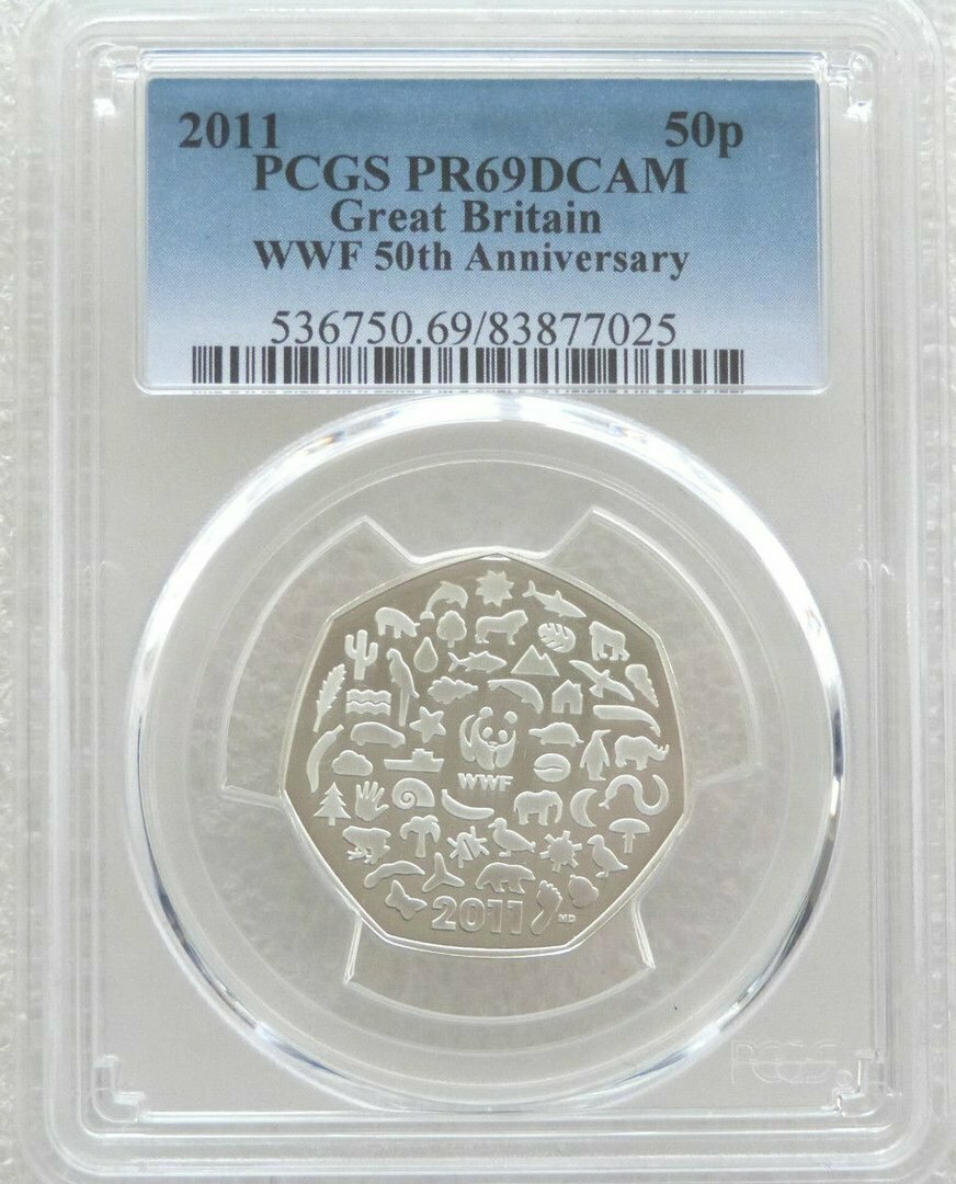 2011 World Wildlife Fund WWF 50p Silver Proof Coin PCGS PR69 DCAM