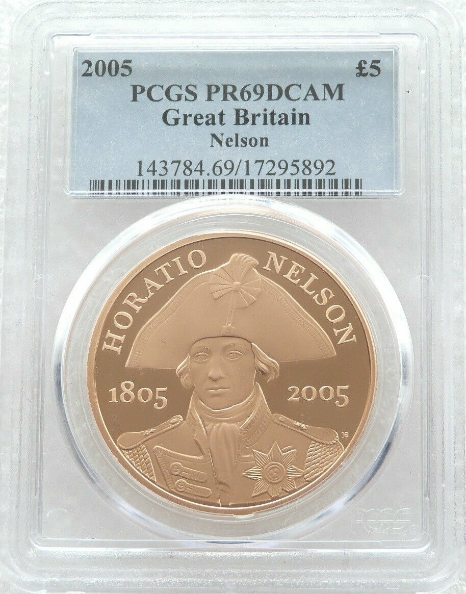 2005 Horatio Nelson £5 Gold Proof Coin PCGS PR69 DCAM