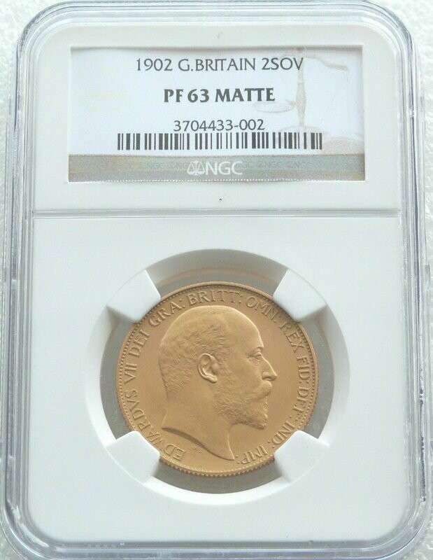1902 Edward VII Coronation £2 Gold Matte Proof Double Sovereign Coin ...