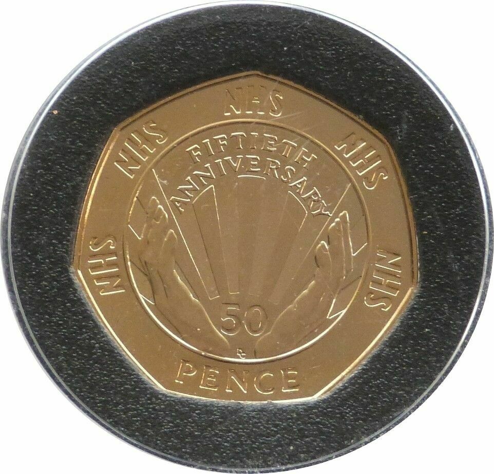 2009 National Health Service NHS 50p Gold Plated Proof Coin 1998 2009 National Health Service NHS 50p Gold Plated Proof Coin 1998