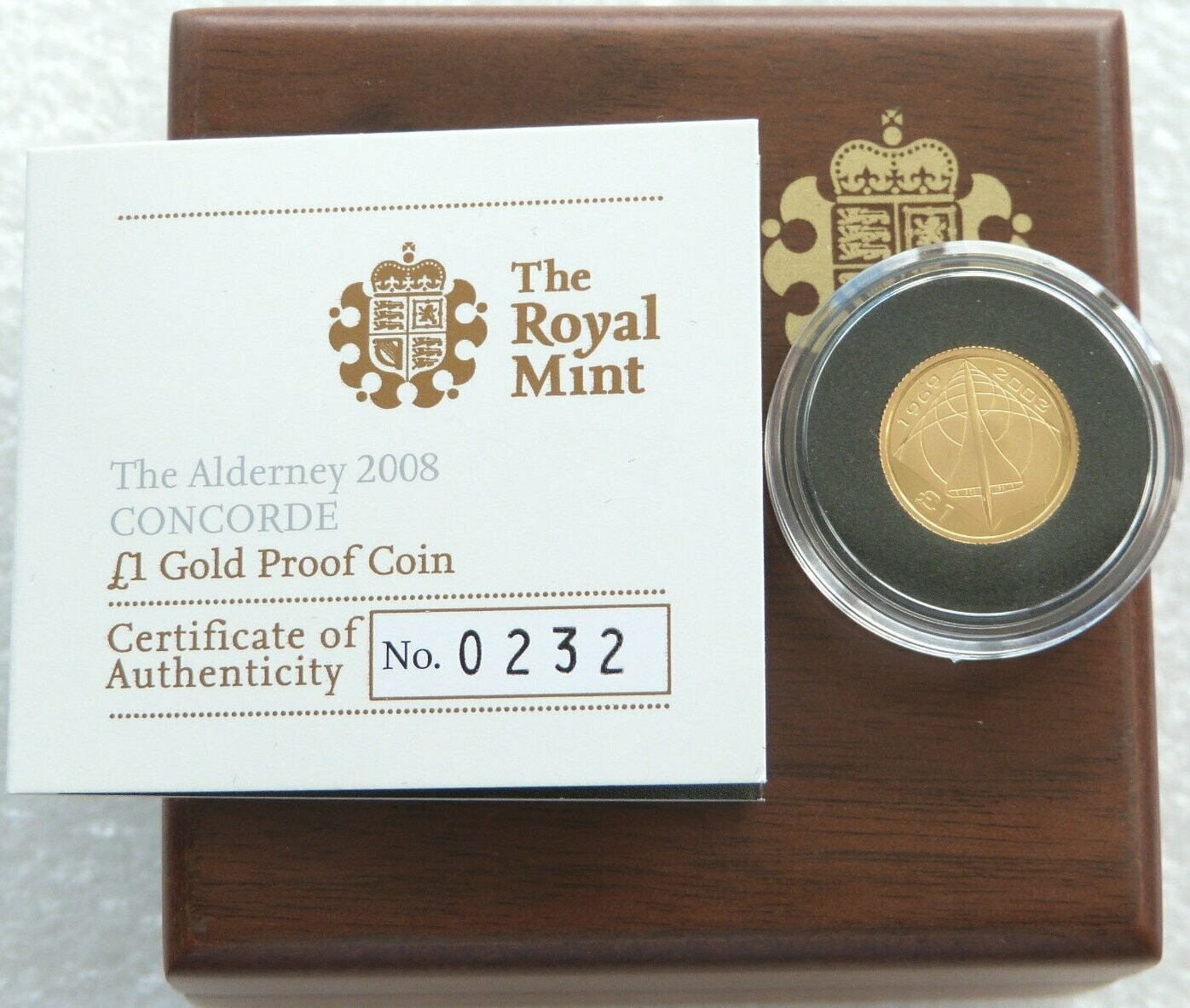 2008 Alderney Final Flight Concorde £1 Gold Proof Coin Box Coa