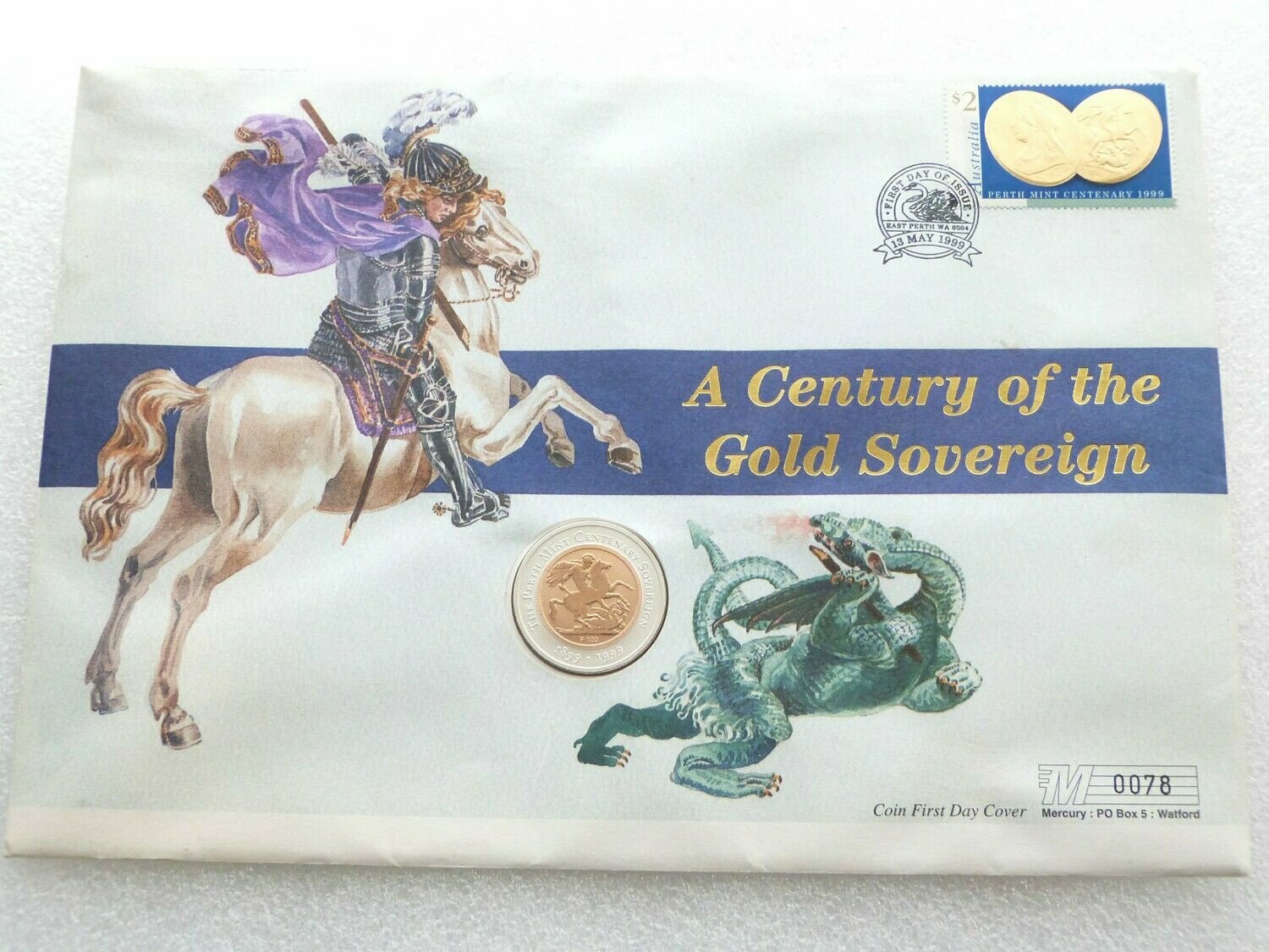 1999 Australia Perth Mint Centenary $100 Gold Matt Proof Sovereign Coin ...