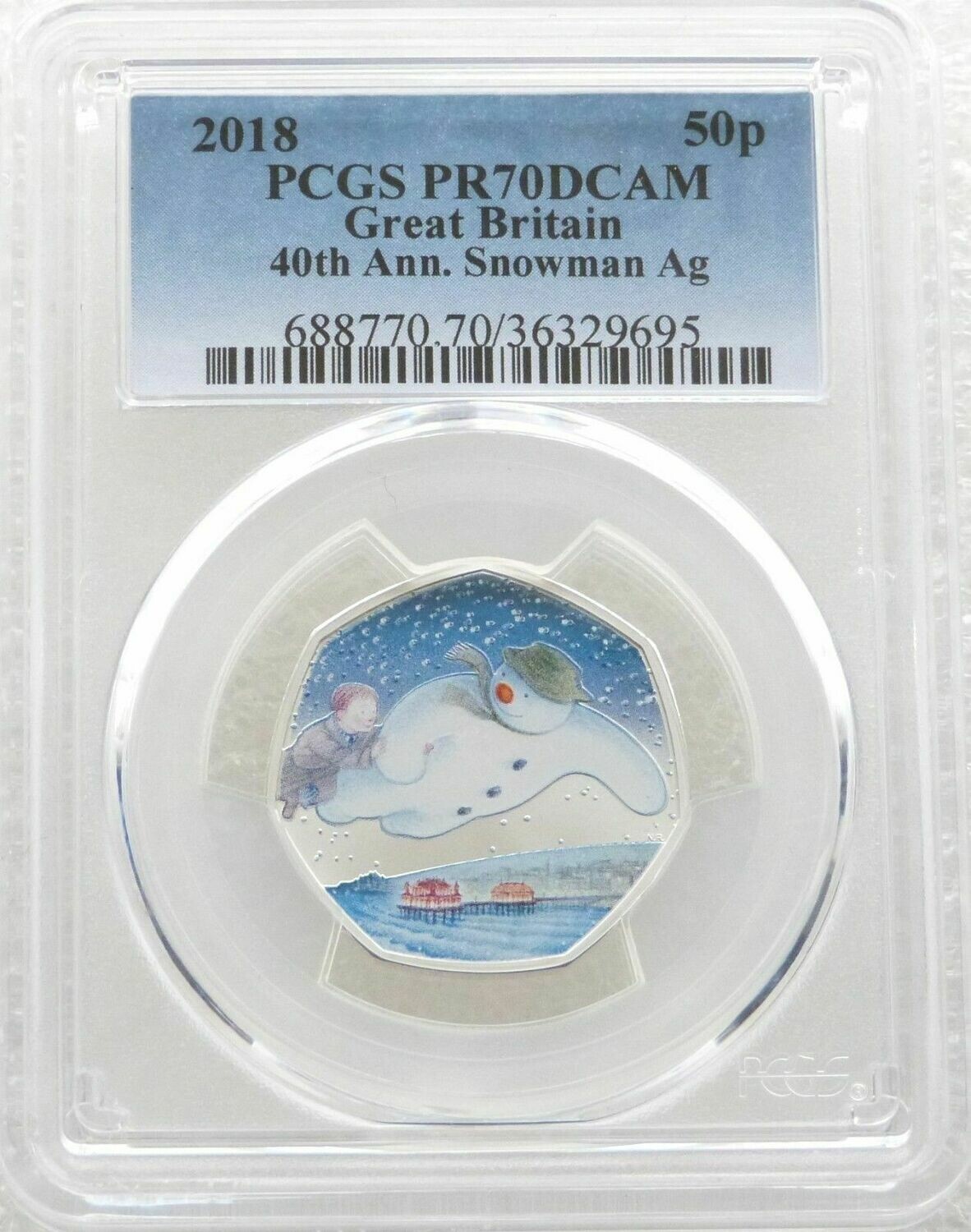 2018 The Snowman 40th Anniversary 50p Silver Proof Coin PCGS PR70 DCAM