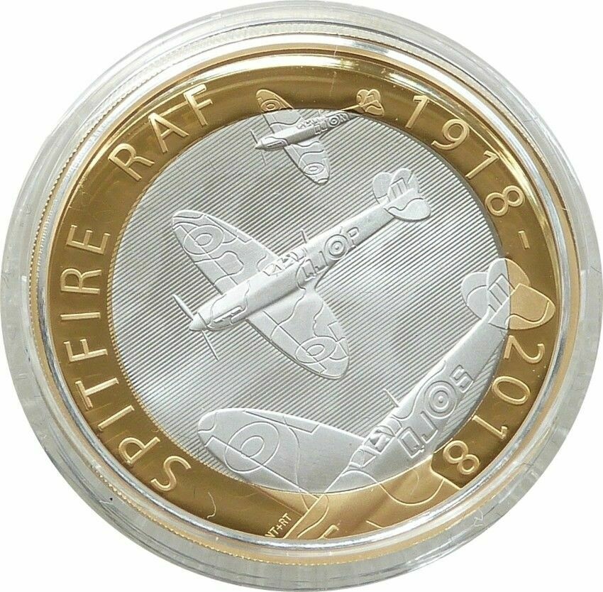 2018 Royal Air Force Spitfire £2 Silver Proof Coin Box Coa