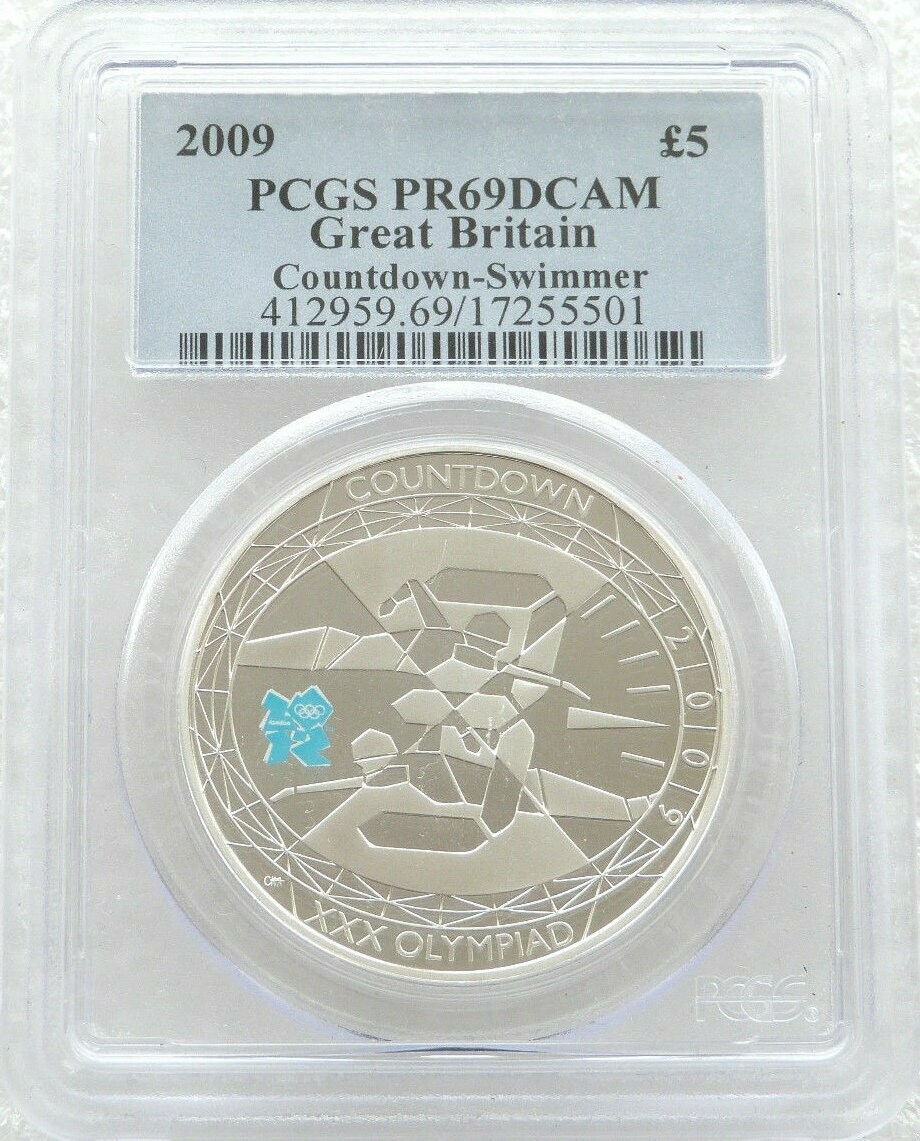2009 London Olympic Games Countdown £5 Silver Proof Coin PCGS PR69 DCAM