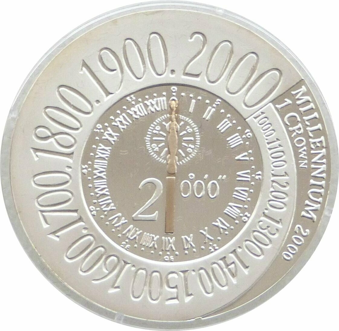 2000 Isle of Man Millennium Silver Gold Proof Crown Coin