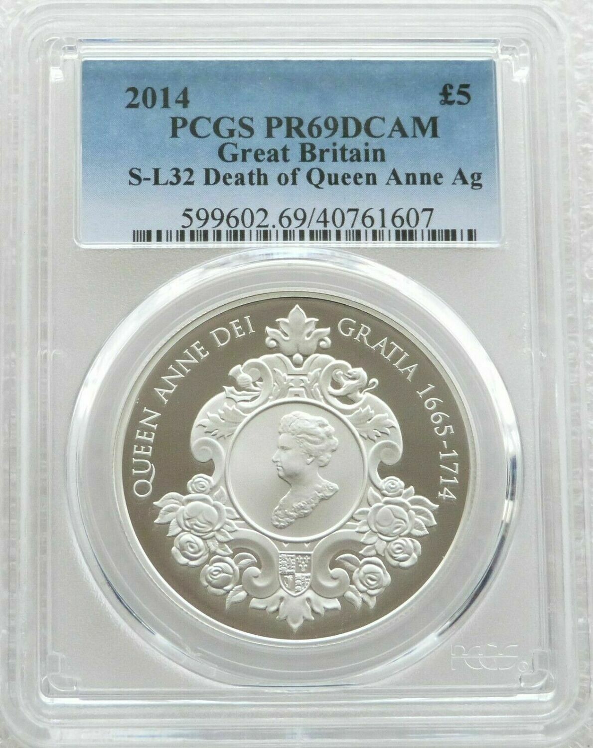2014 Queen Anne £5 Silver Proof Coin PCGS PR69 DCAM