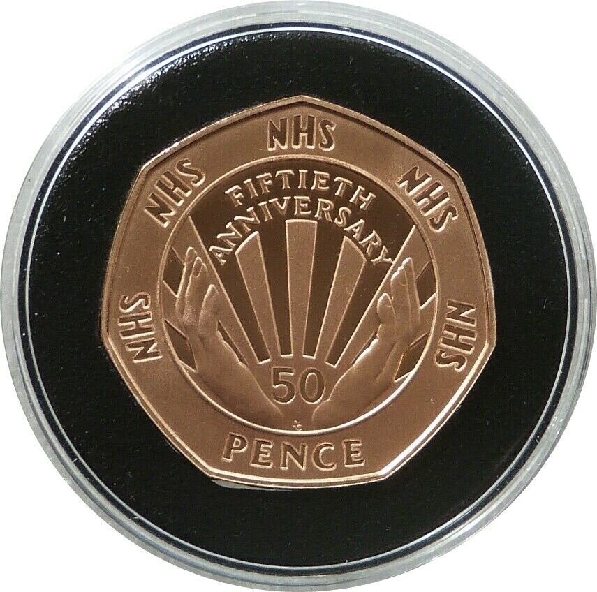 1998 National Health Service NHS 50p Gold Proof Coin Box Coa