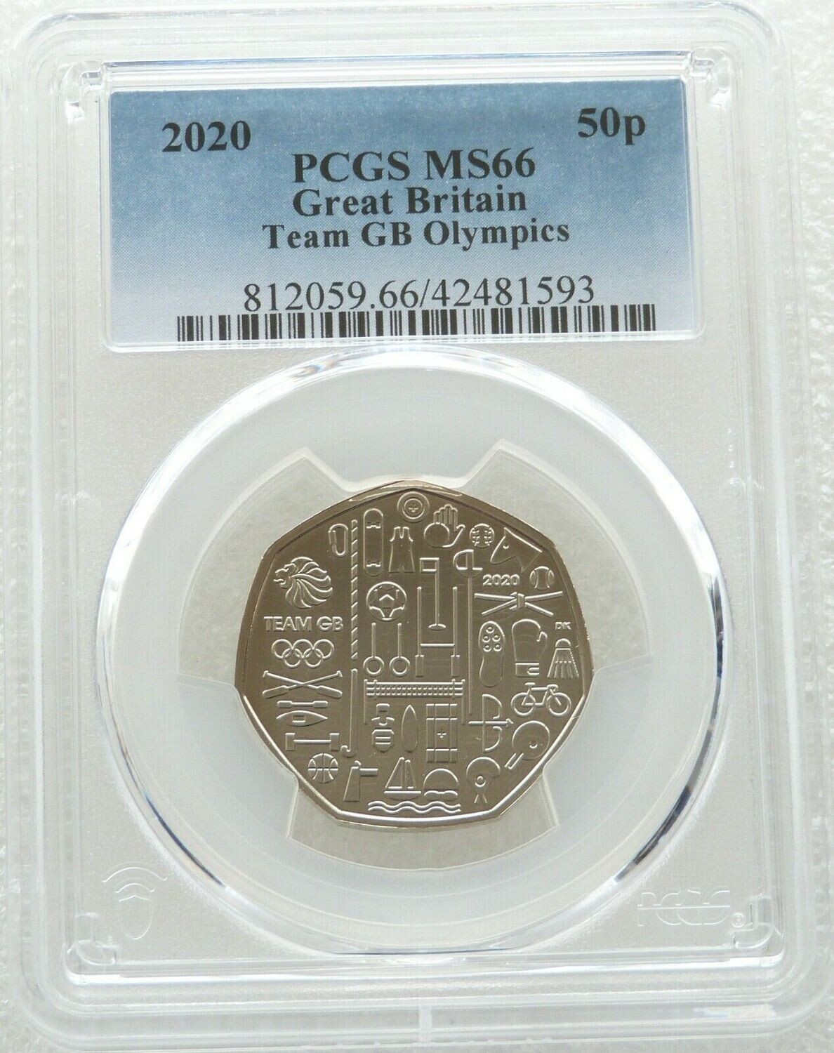 2020 Tokyo Olympic Games Team GB 50p Brilliant Uncirculated Coin PCGS MS66