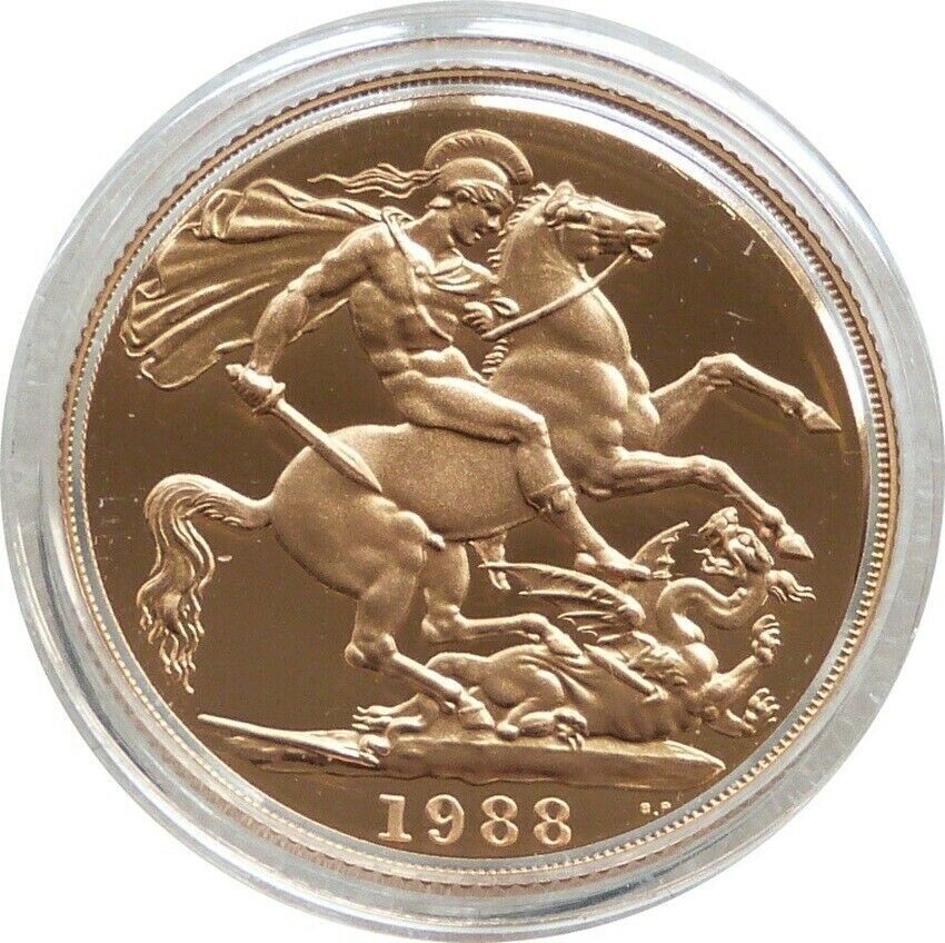 1988 St George and the Dragon £2 Gold Proof Double Sovereign Coin Box Coa