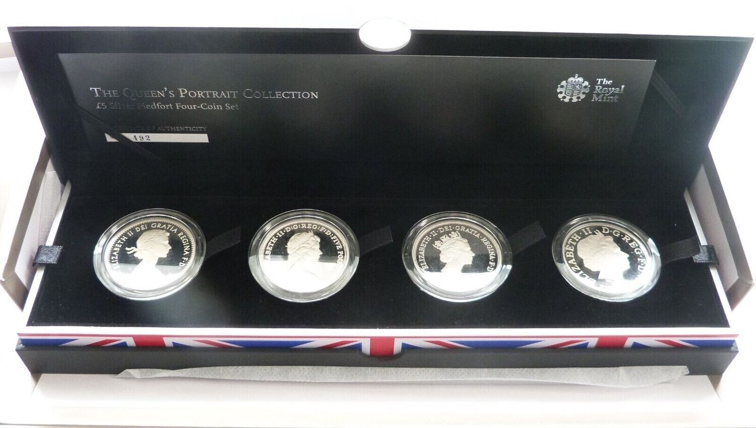 2013 Queens Portrait Piedfort £5 Silver Proof 4 Coin Set Box Coa