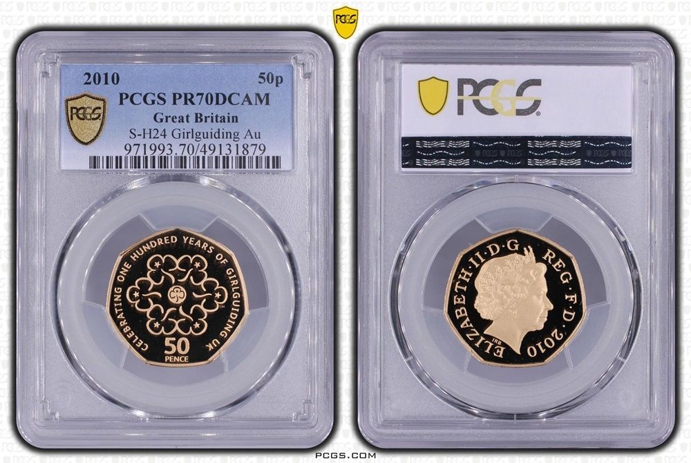2010 Girlguiding 50p Gold Proof Coin PCGS PR70 DCAM - Mintage 355
