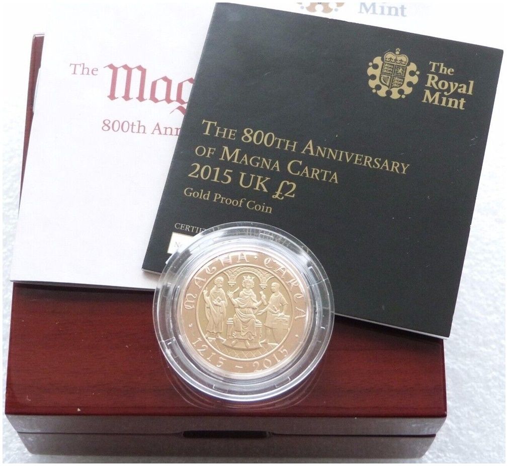2015 Magna Carta £2 Gold Proof Coin Box Coa