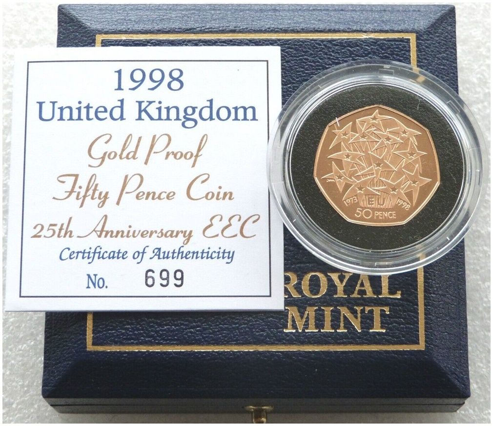 1998 EEC Membership 50p Gold Proof Coin Box Coa