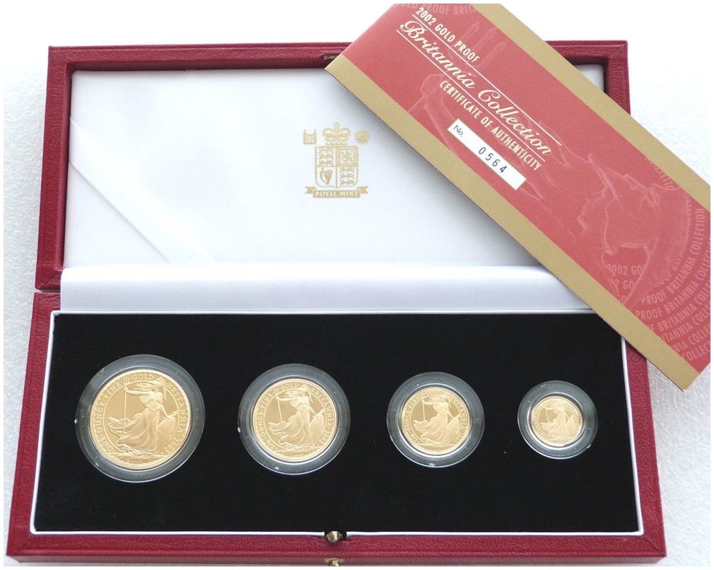 2002 Britannia Gold Proof 4 Coin Set Box Coa