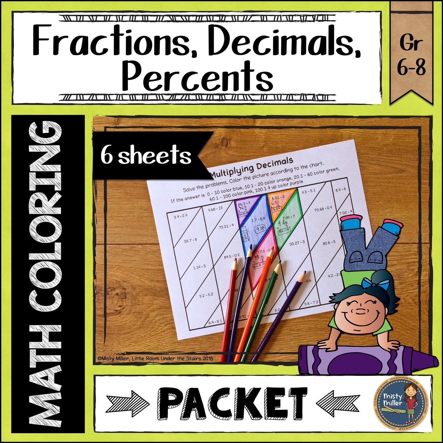 Fractions Decimals Percents Coloring with Math