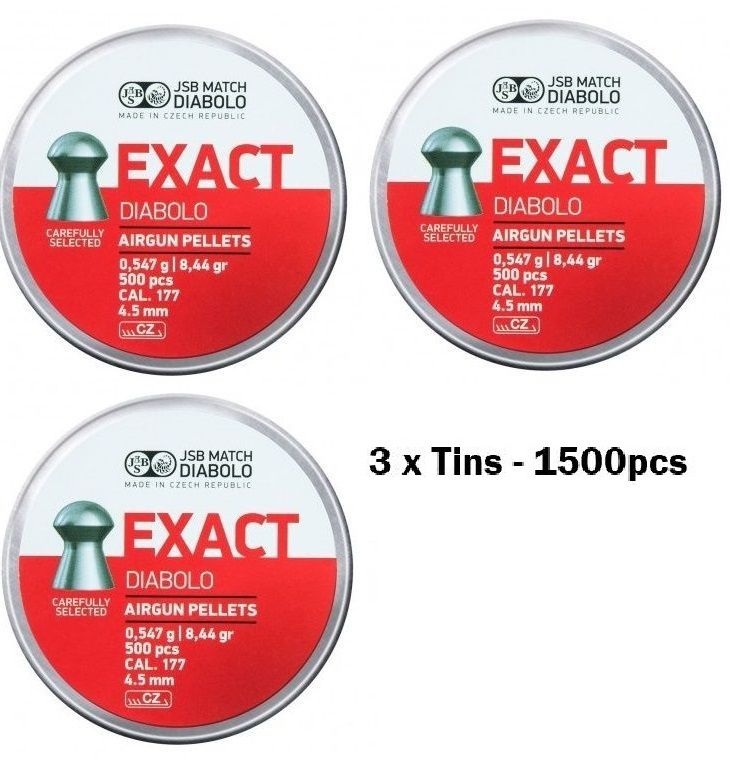 JSB Exact Diablo Airgun Pellets .177 cal 4.52mm 3 x Tins 1500 pcs