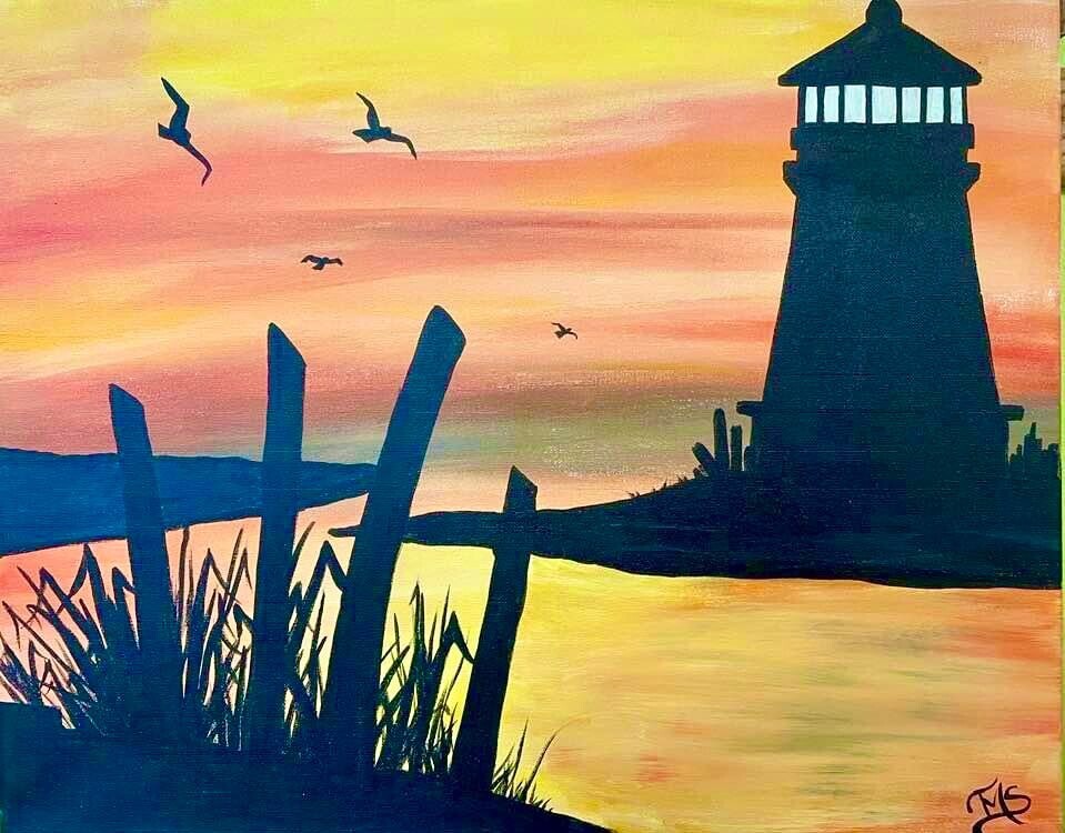 Lighthouse Silhouette Sunset