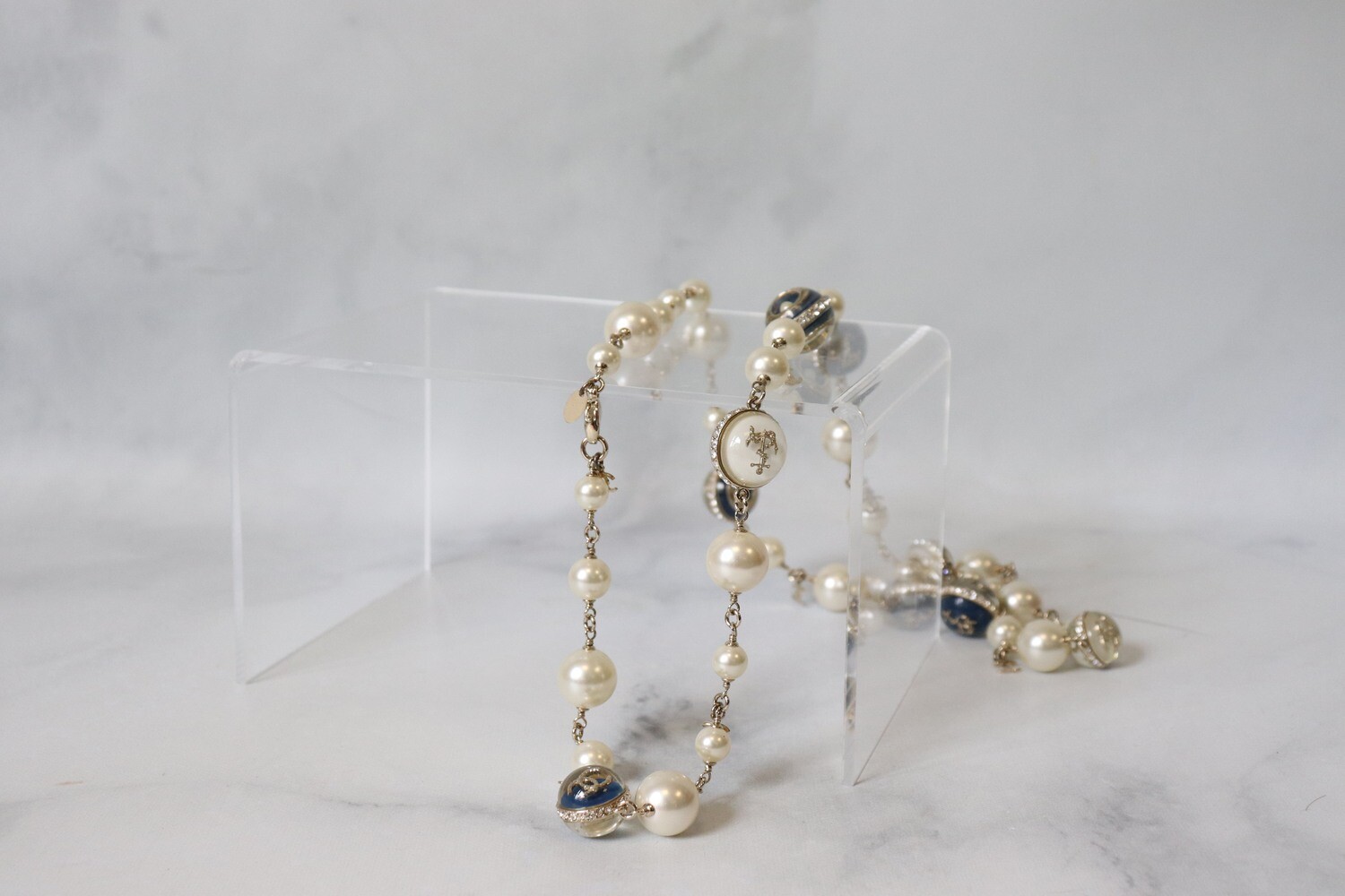 Chanel Necklace Nautical Pearl With Gold Tone And Pearl Preowned in Box Julia Rose Boston Shop