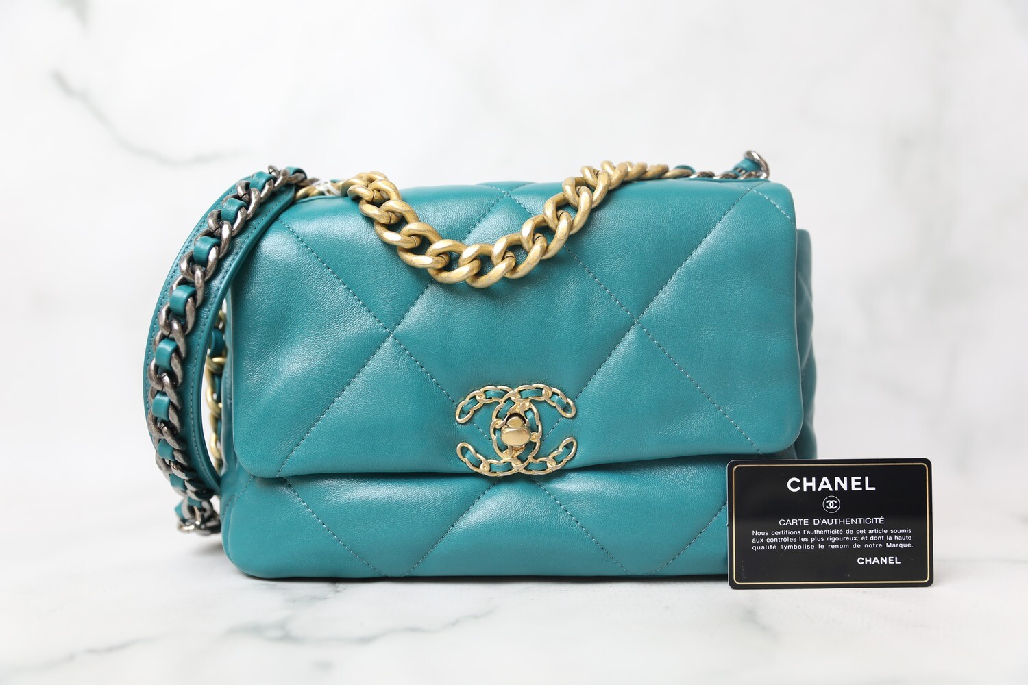 Chanel 19 Small, Green, Preowned in box WA001 - Julia Rose Boston | Shop