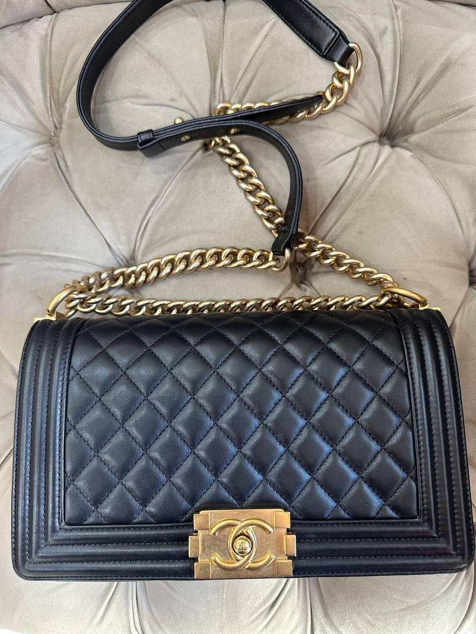 Chanel Boy Bag Black Gold
