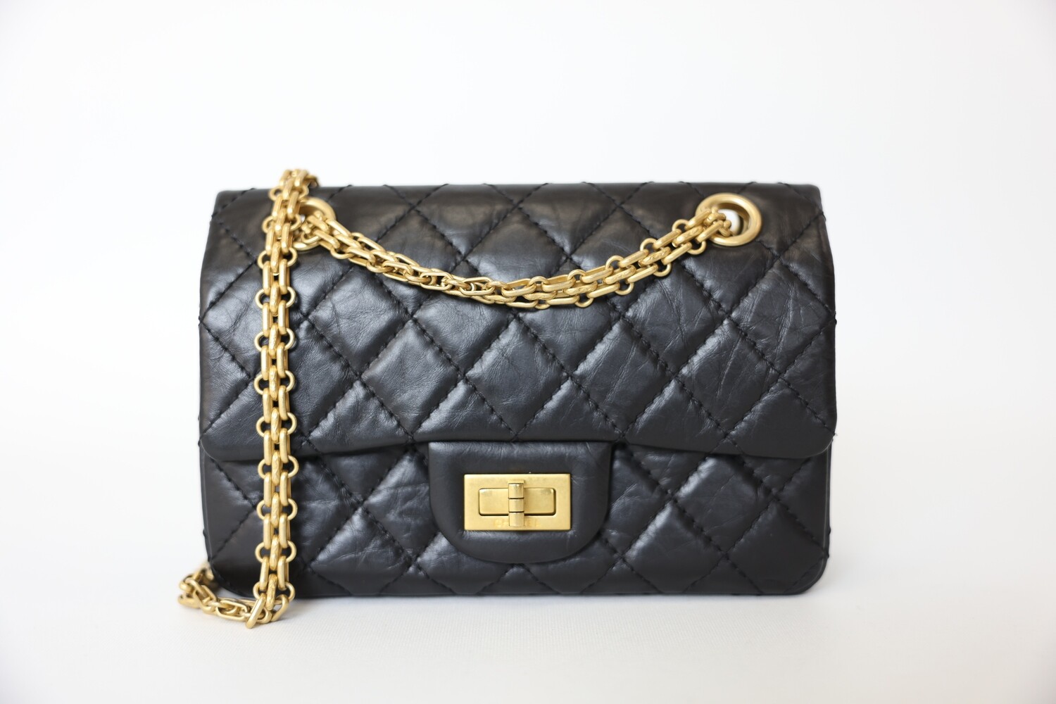 Chanel Reissue Mini, Black Crumpled Calfskin with Gold Hardware ...