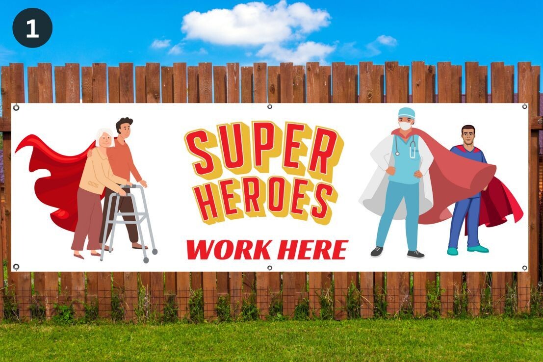 Superheroes Work Here Banners | Care Home Healthcare NHS – Magnetic ...