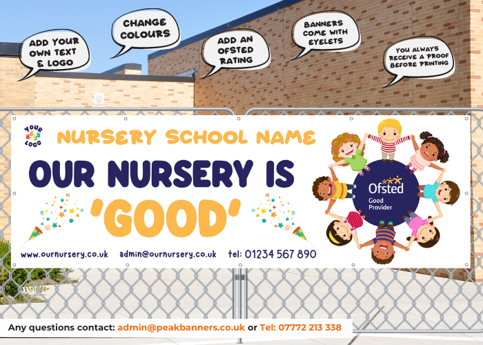 Ofsted Nursery (02) – Open Business As Usual Banner – Peak Banners