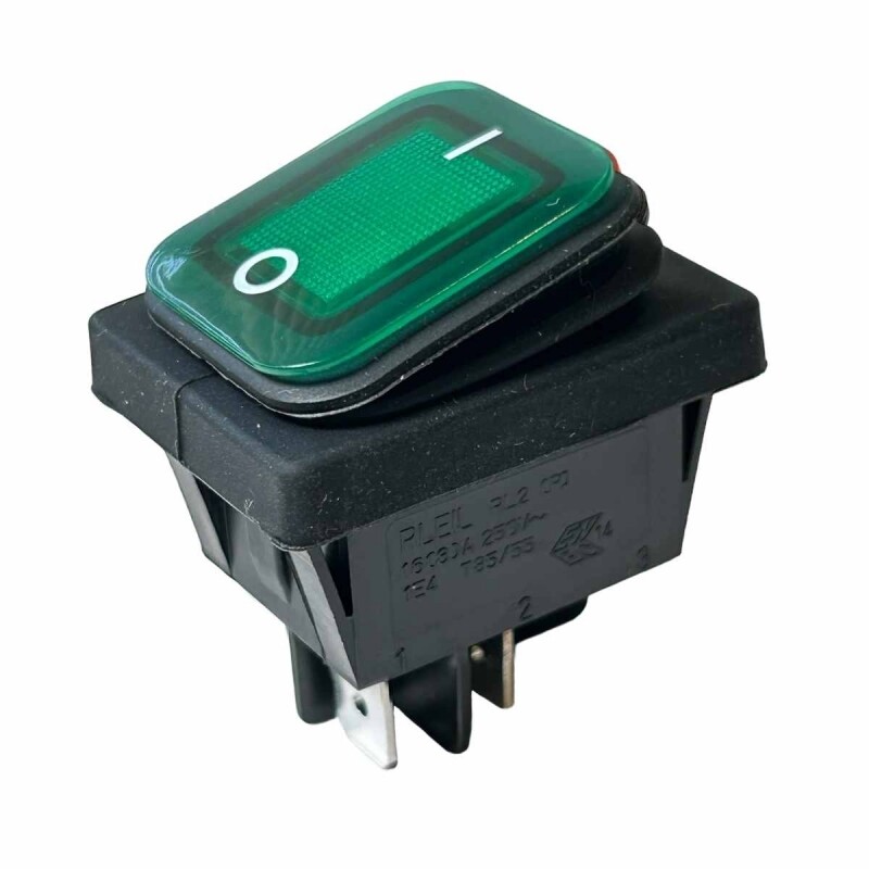 Waterproof Illuminated Rocker Switch - GREEN