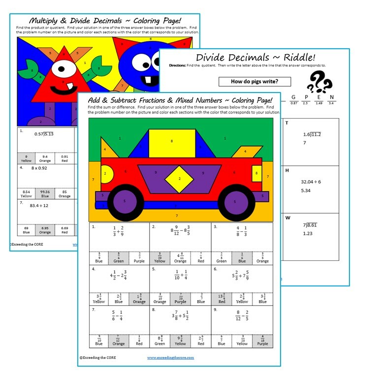 Multiplying And Dividing Decimals Printables