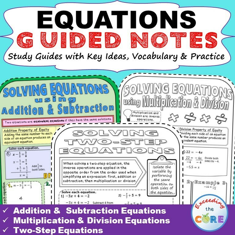 EQUATIONS Doodle Math Interactive Notebooks Guided Notes EQUATIONS Doodle Math Interactive Notebooks Guided Notes