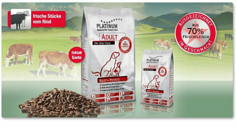 Platinum Hundefutter Adult BEEF POTATO Rind 20 kg (4,55 EUR/kg)