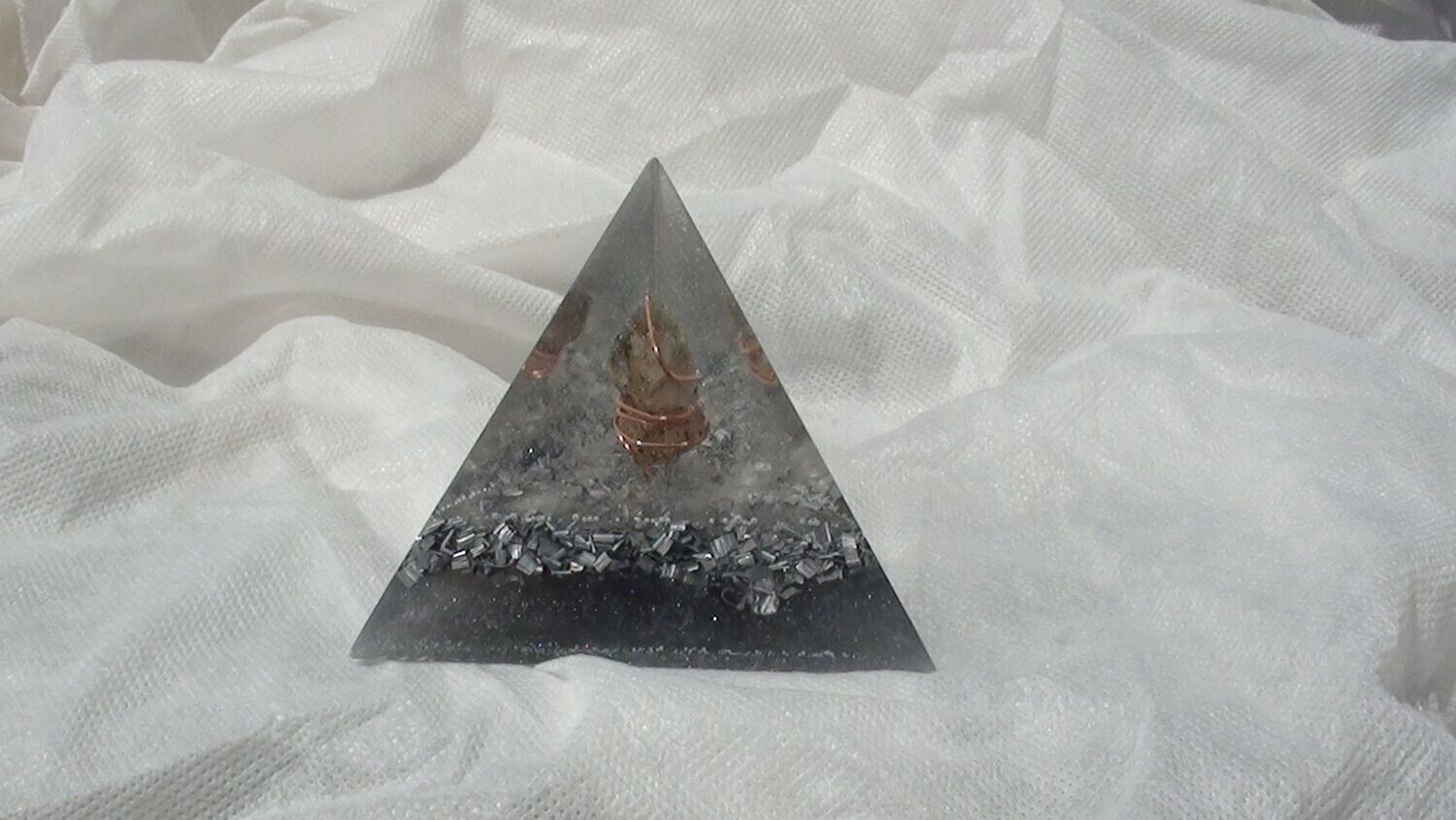 Medium Tetrahedron Orgonite- Metallic Grey/ Smokey Quartz Crystal ...