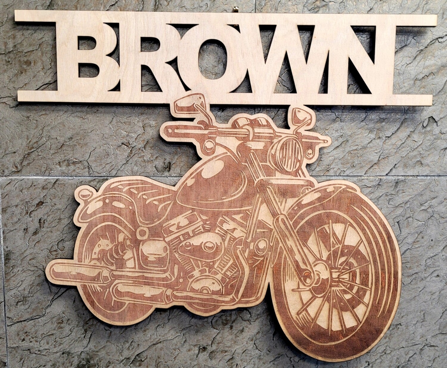 Motorcycle Split Monogram Name Sign
