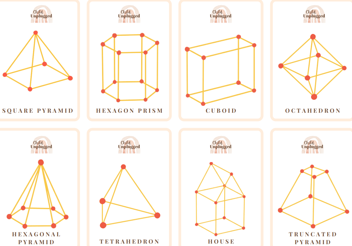 Shape Discovery with Toothpicks Cards - 3D - Prompt Cards