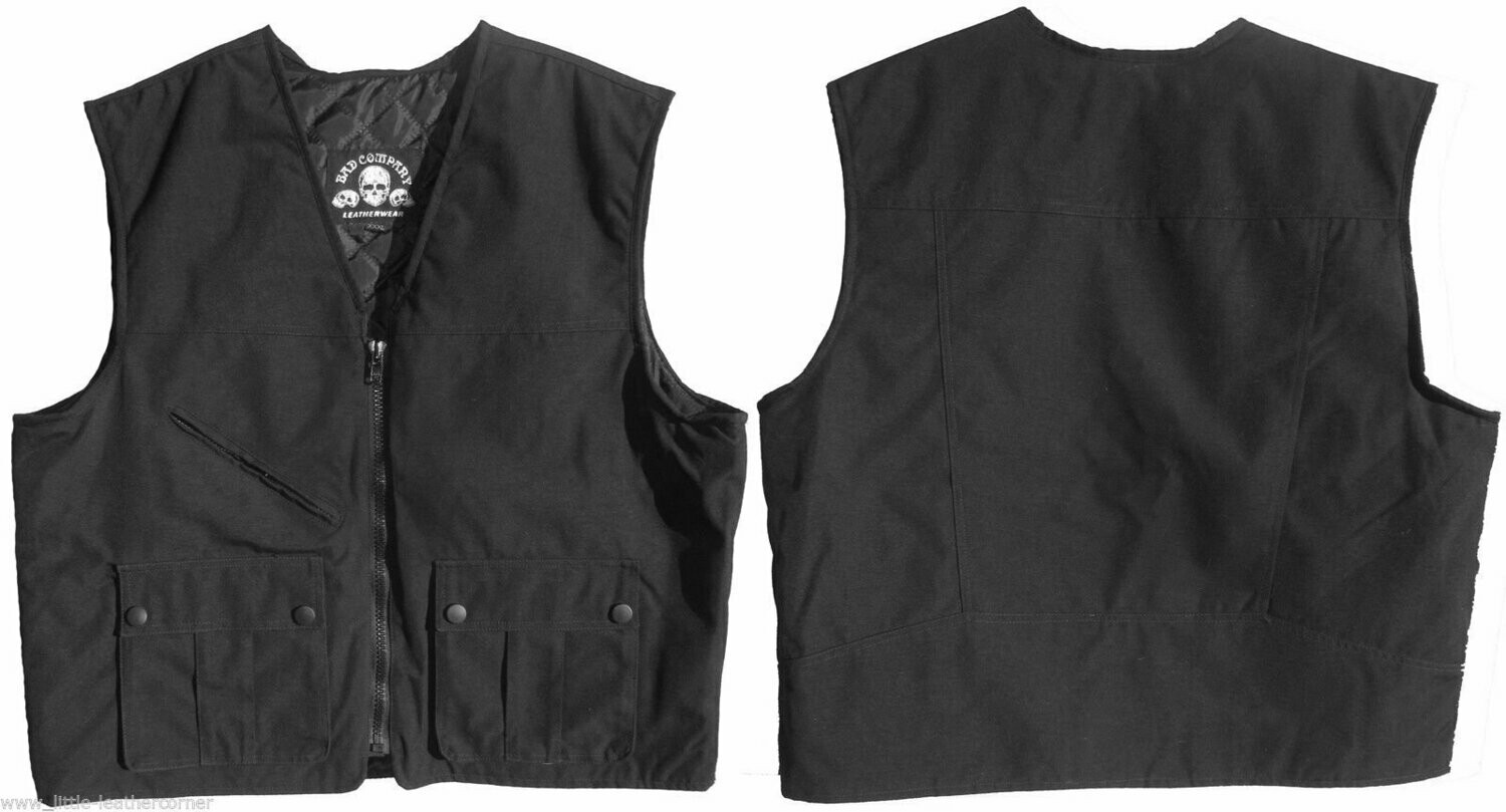 Bad Company Leatherwear "Bad Co.TEX" schwarz Textil Harley-Rocker Weste ...