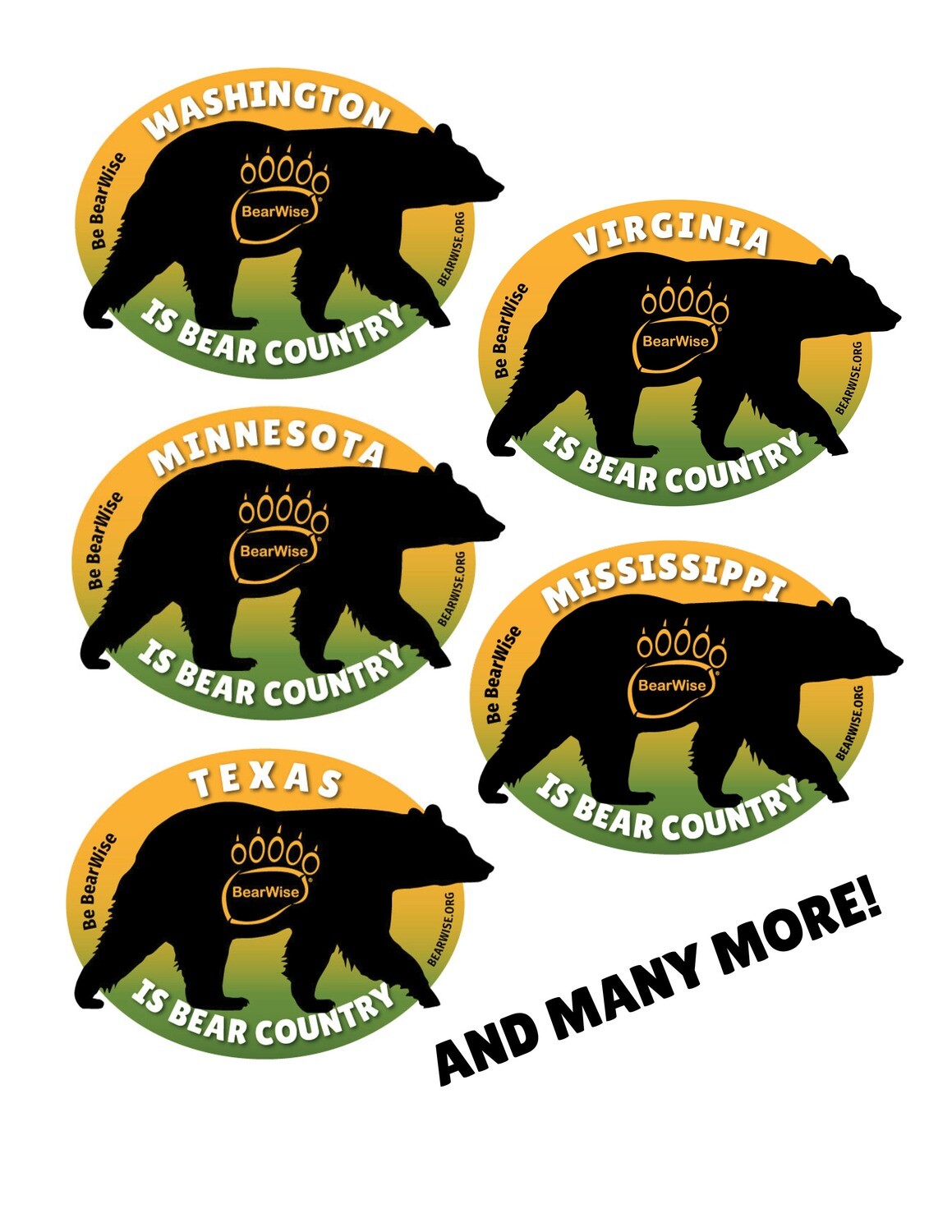 Bear Country State Stickers - BearWise Educational Materials: Tools ...