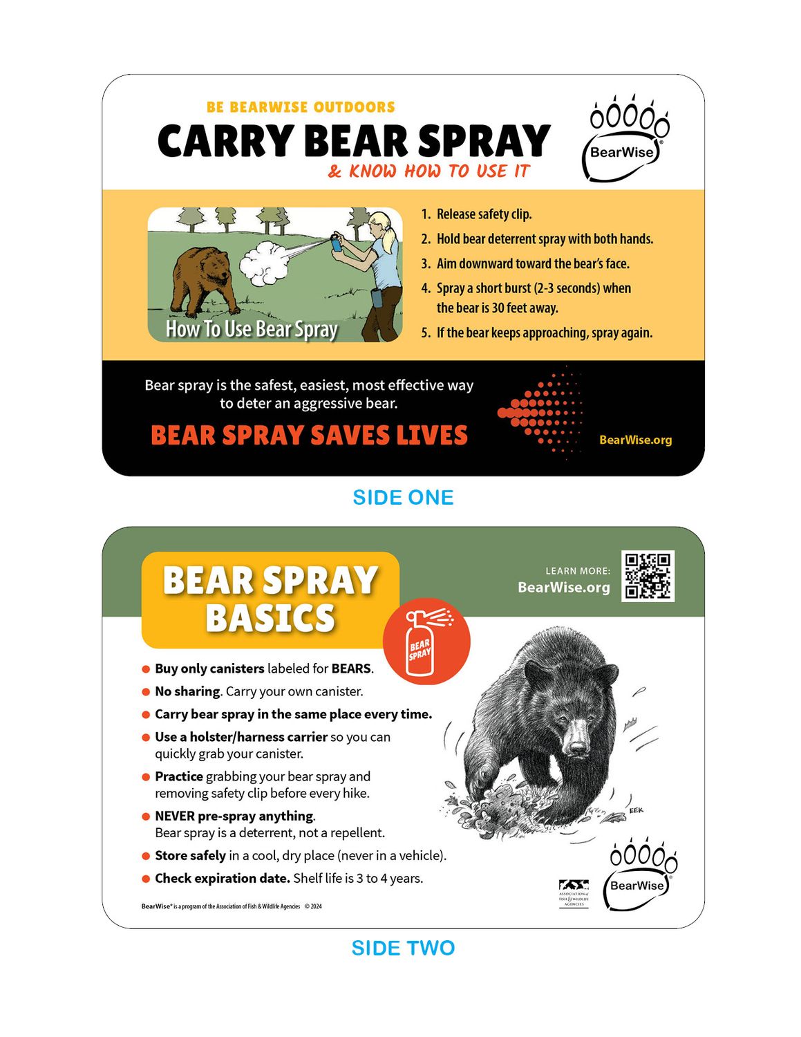 Pocket Cards: Bear Spray Basics - BearWise Educational Materials: Tools ...
