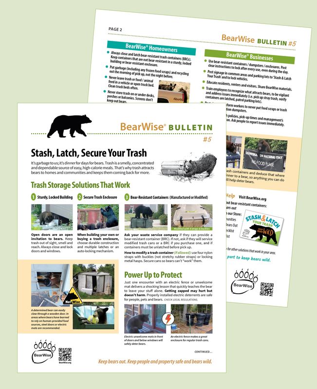 Fact Sheets, Checklists, Posters - BearWise Educational Materials: Tools & Resources for Bear ...