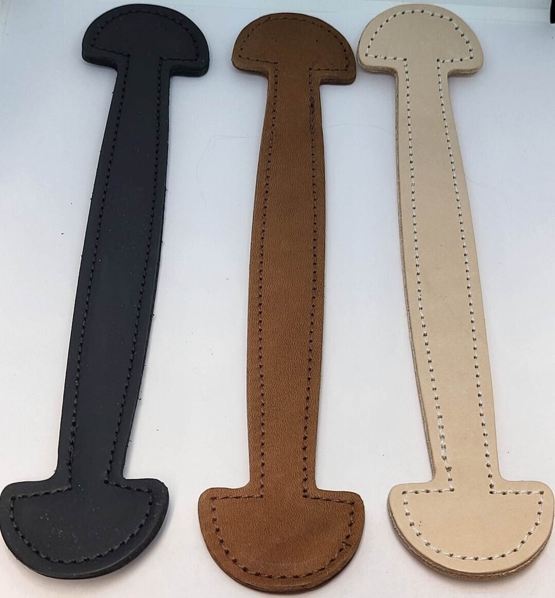 9-3/8" Shovel Head Leather Trunk Handle Black Natural Brown chest ...
