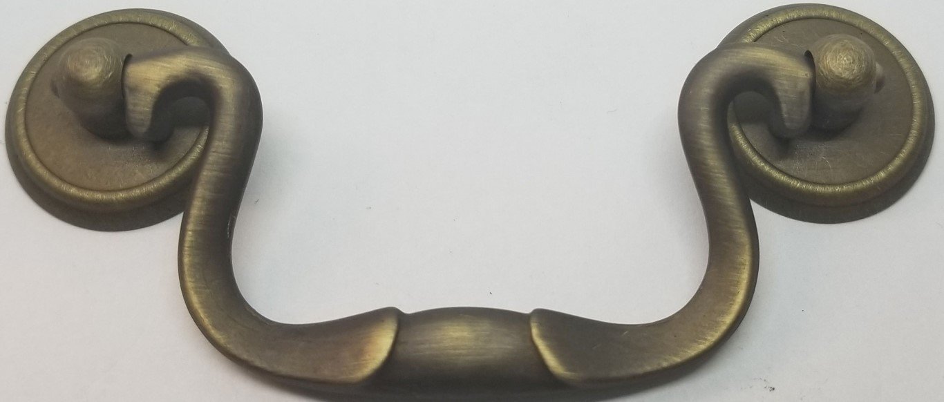 2.5, 3, 3.5" Centers ANTIQUED & Polished BRASS QUEEN ANNE BAIL PULL ...