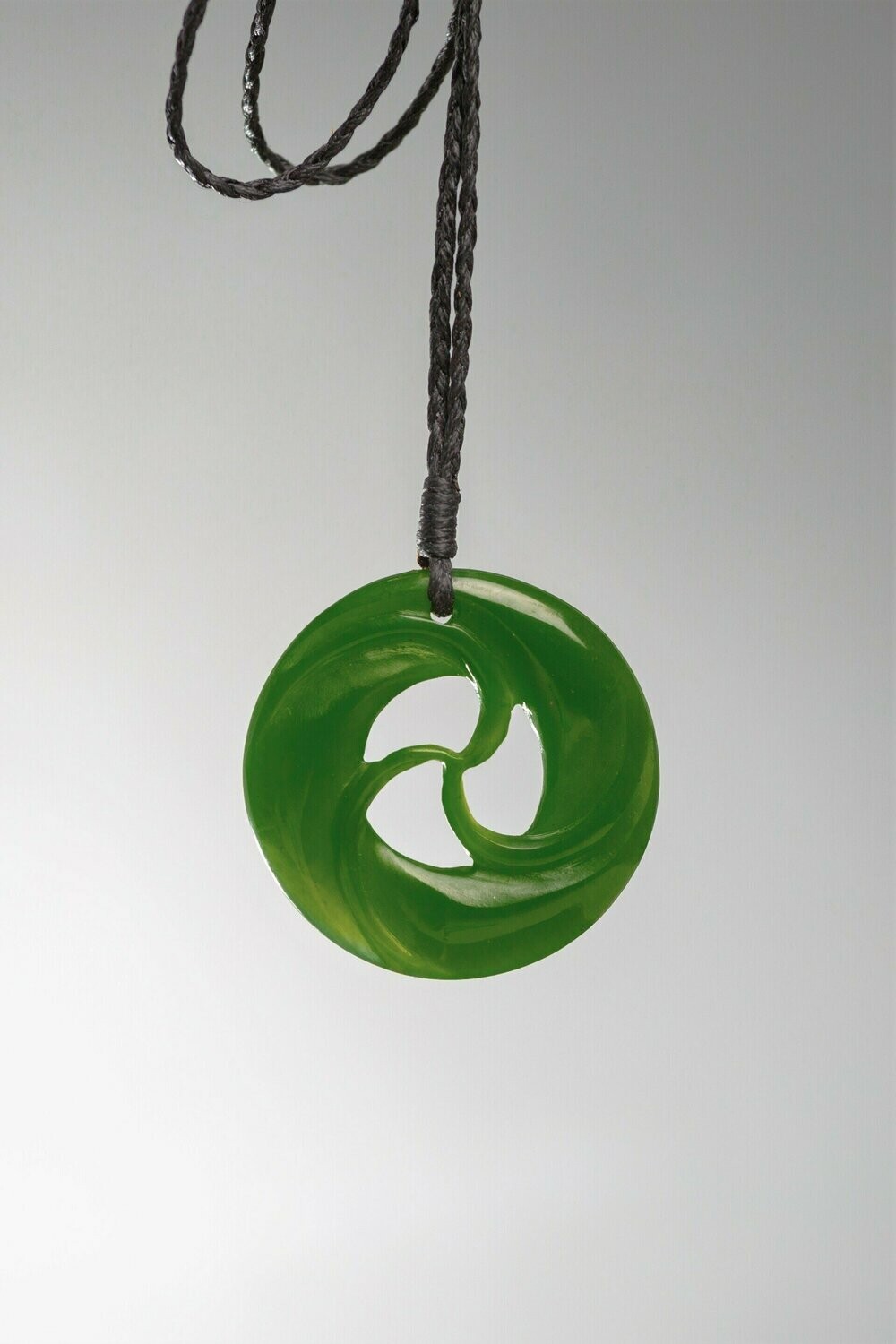 Moko Pounamu Triple Koru NZ Genuine Kahurangi Greenstone - Arawhata