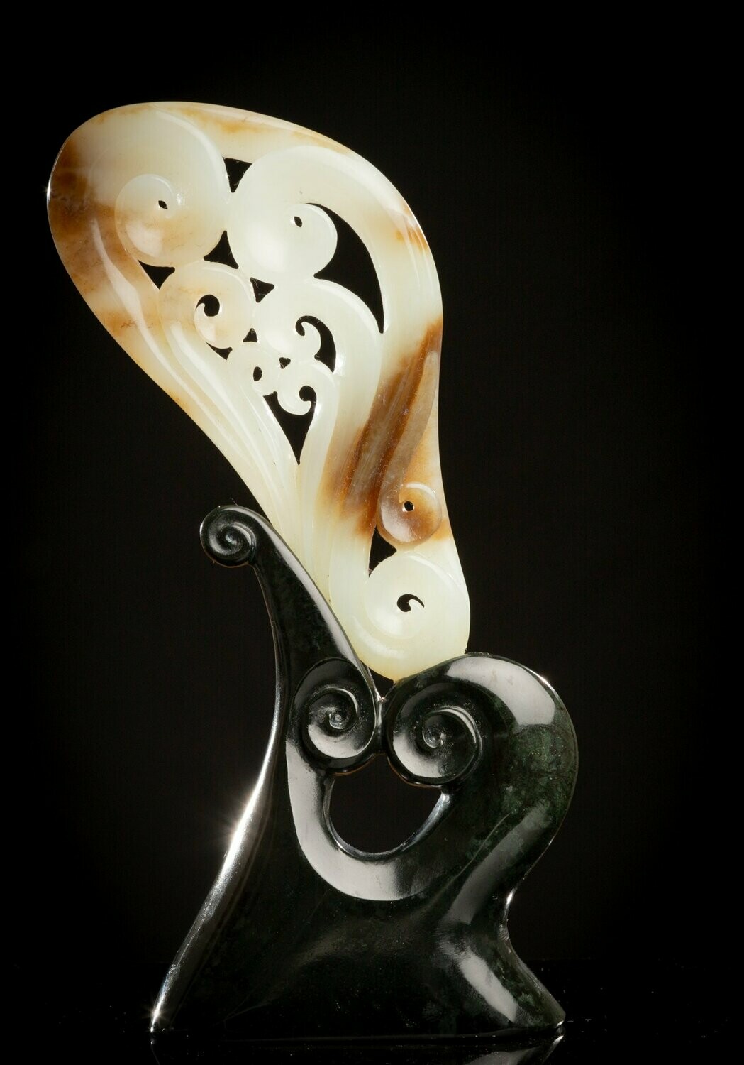 Greenstone Koru Sculpture NZ Genuine Kahotea stone - Takutairaroa