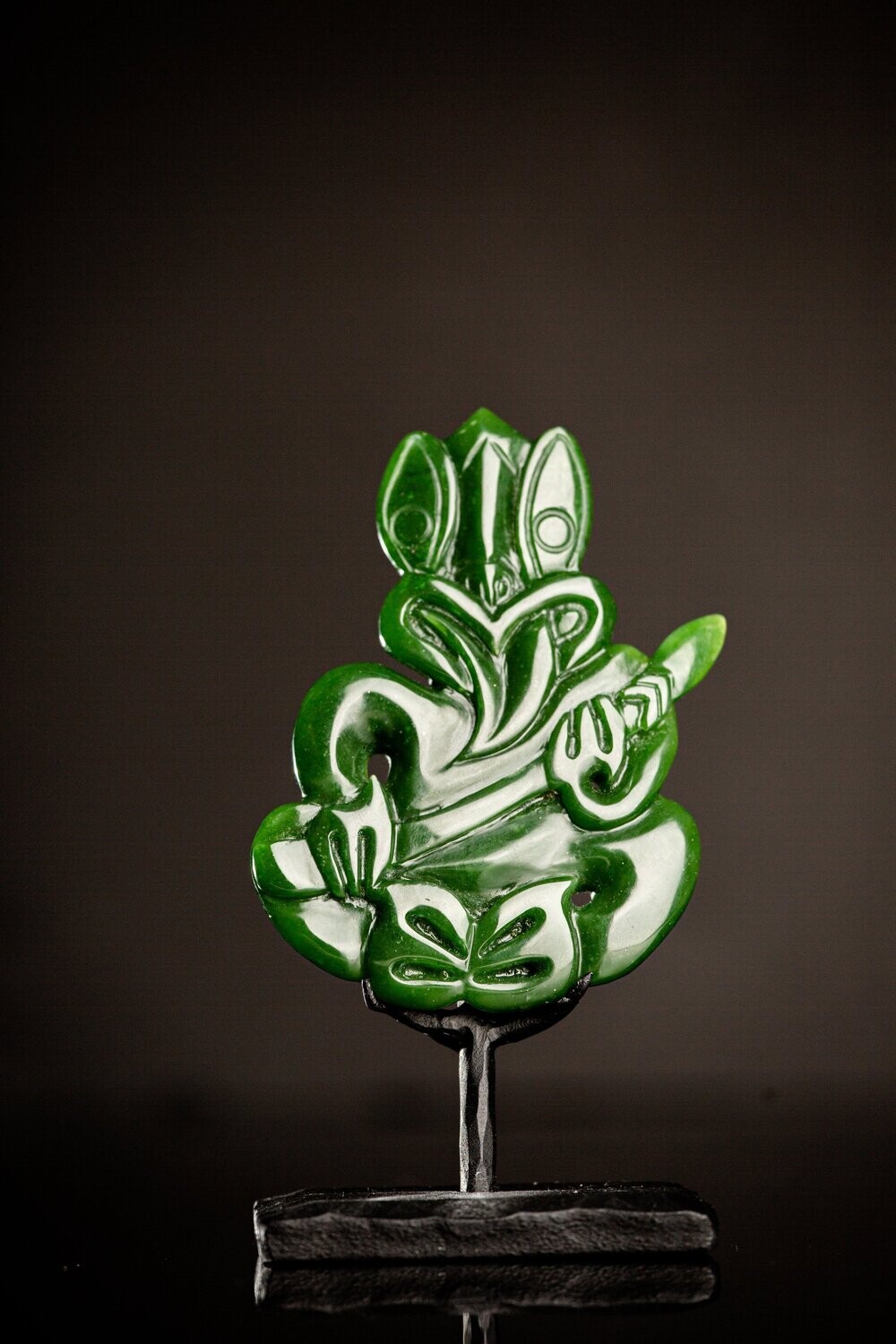 Greenstone Hei Tiki Sculpture NZ Genuine Kahurangi stone - Pukekura
