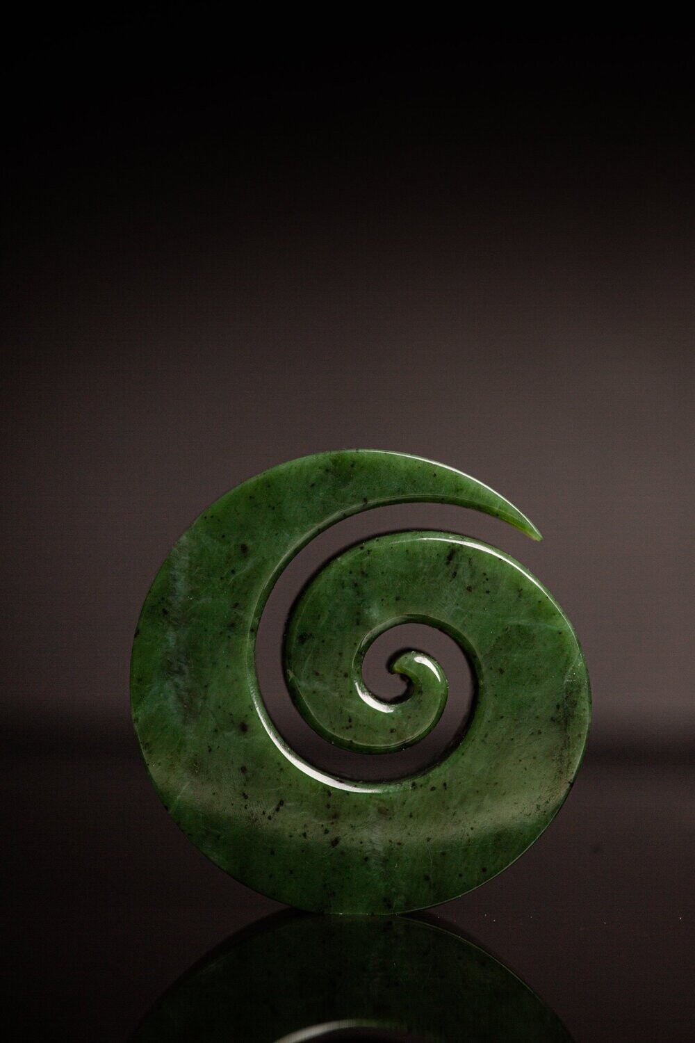 Moko Pounamu Koru Sculpture NZ Genuine Kawakawa Greenstone - Kohatahi