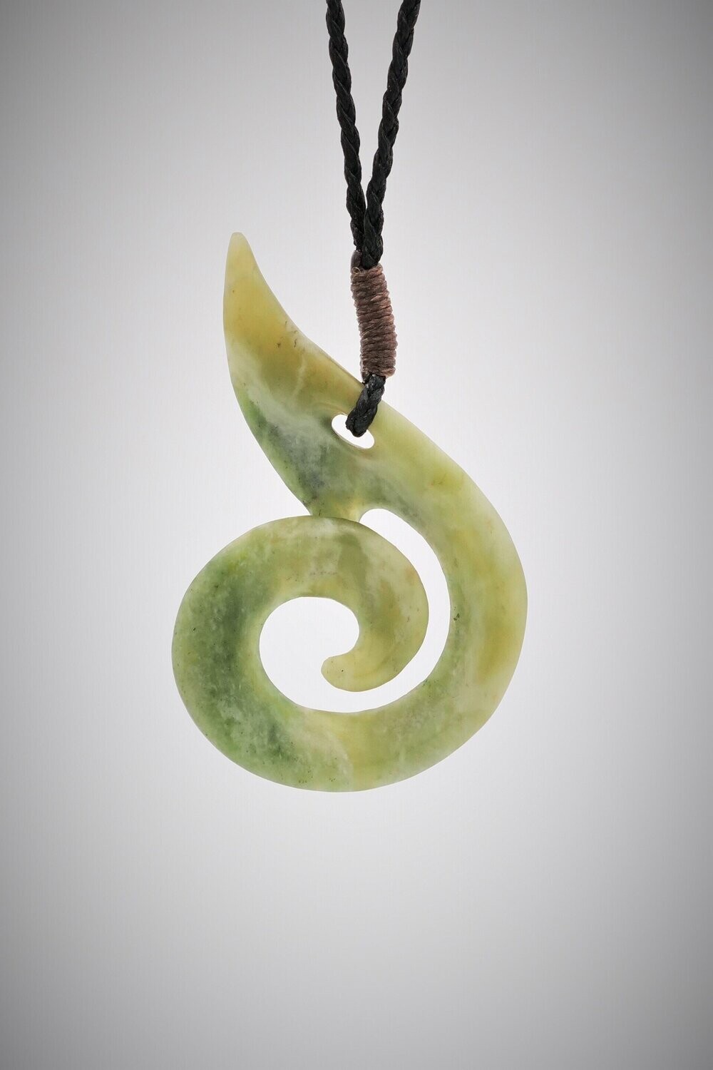 Moko Pounamu Contemporary Koru NZ Genuine Kahotea Greenstone - Otematata
