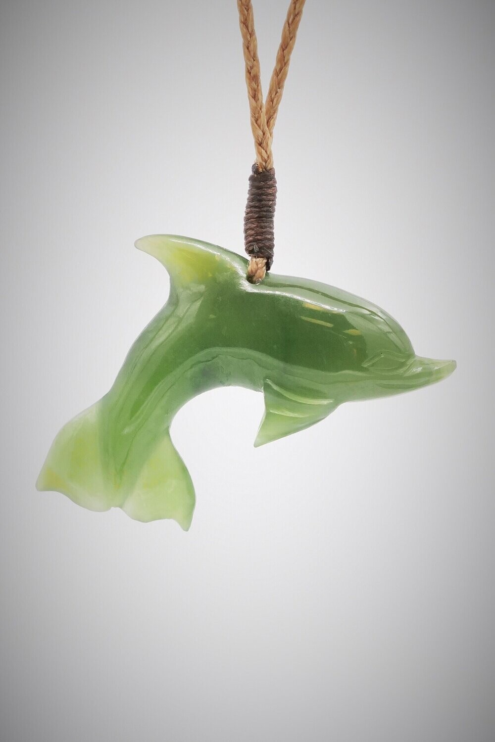 Moko Pounamu Dolphin NZ Genuine Kahurangi Greenstone - Owhiro Bay