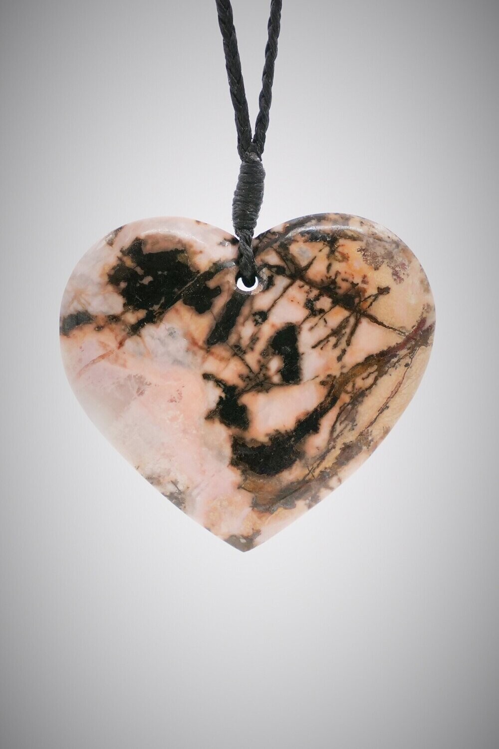 Moko Pounamu, Heart NZ Genuine Rhodonite stone - Pirinoa