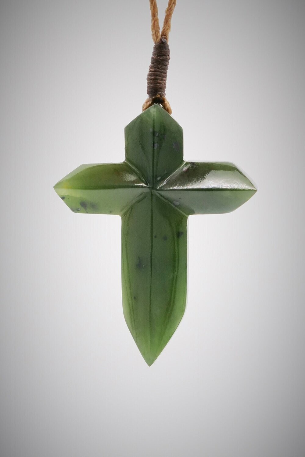 Moko Pounamu Contemporary Cross pendant NZ Genuine Kawakawa Greenstone ...