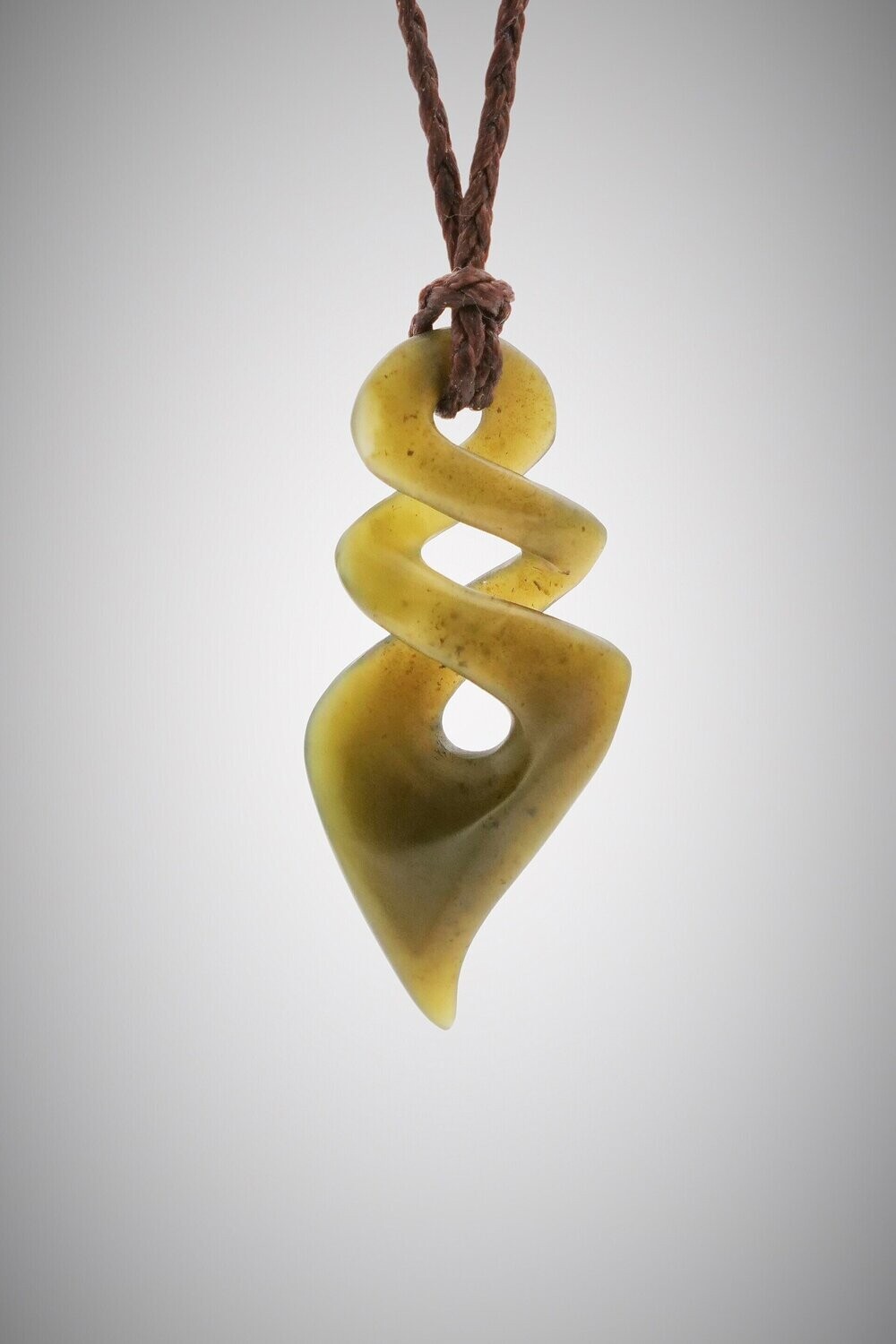 Moko Pounamu Double Twist NZ Genuine Inanga Greenstone - Kairanga
